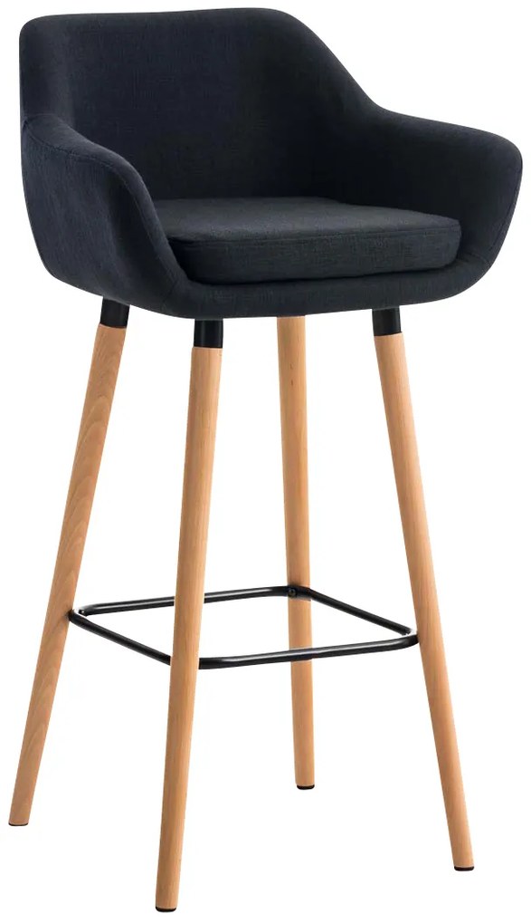 Barová židle Grant ~ látka, dřevěné nohy natura - Černá