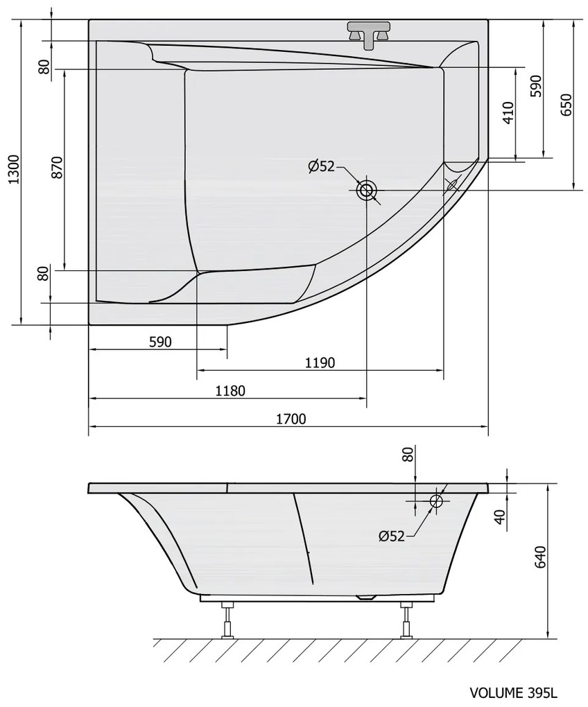 Polysan TANDEM 170x130 L FRAME vana s konstrukcí, 96711