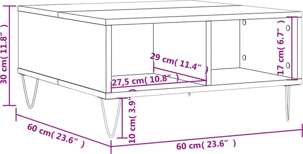 vidaXL Konferenční stolek 60 x 60 x 30 cm kompozitní dřevo [827038] Barva: bílá s vysokým leskem