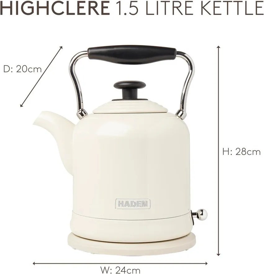Krémová rychlovarná konvice z nerezové oceli 1,5 l Highclere – Haden