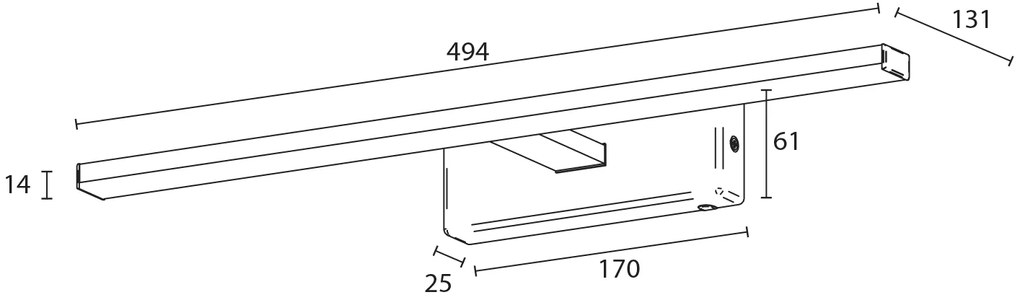 Sapho ESTHER LED nástěnné svítidlo, 6 W, 494x62x131 mm, chrom - E26375CI