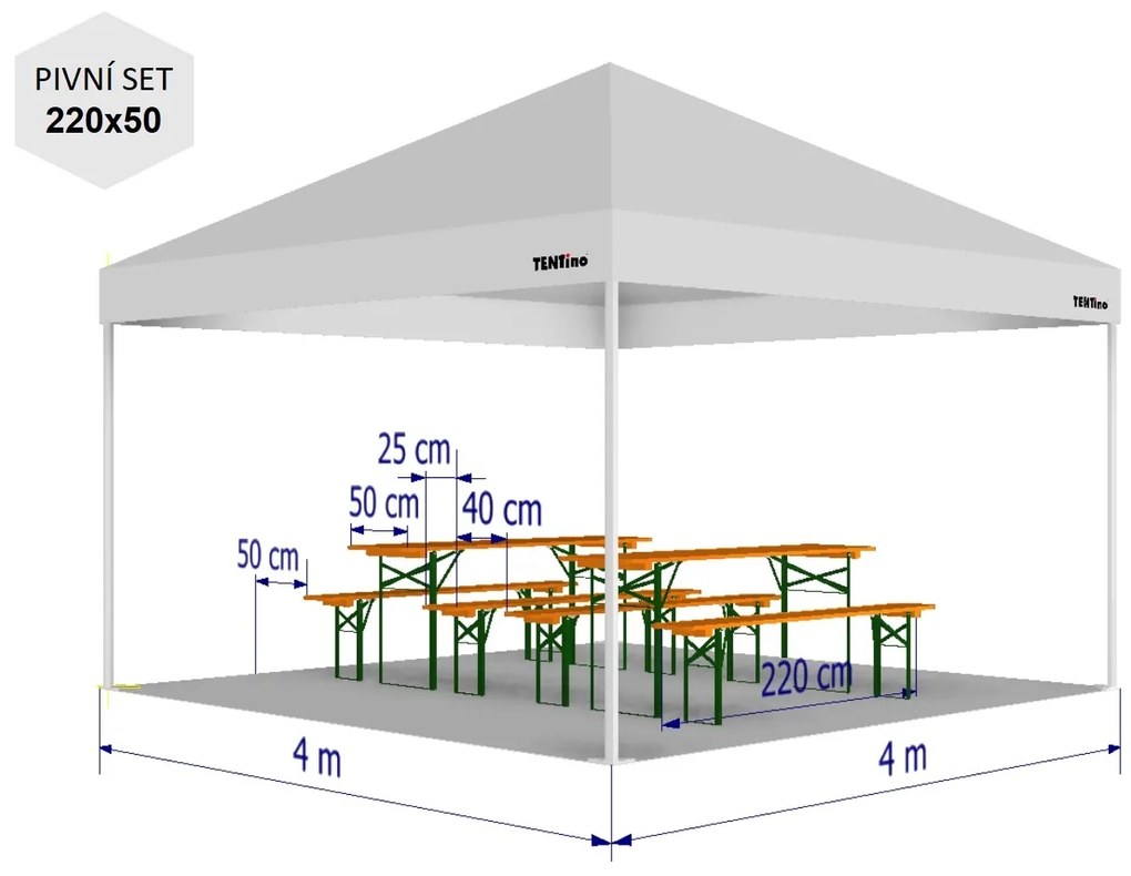 NŮŽKOVÝ PARTY STAN 4x4 m TENTino BIG HEXAGON EXTREME Barva: 10A - HNĚDÁ