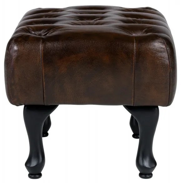 Starožitná stolička z pravé kůže Chesterfield II