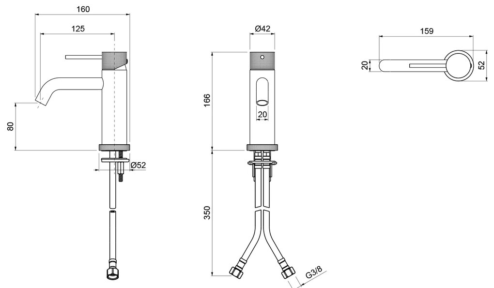 Sapho Sapho, ULTRASAN stojánková umyvadlová baterie bez výpusti, černá matná/chrom, UT002VBC