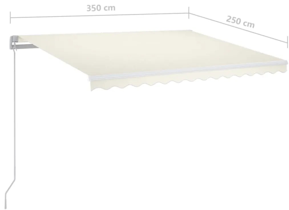 vidaXL Marketos Ručně zatahovací markýza s LED světlem 350 x 250 cm krémová
