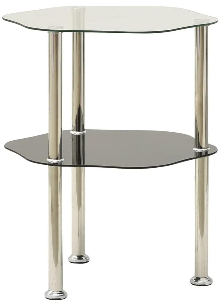 2patrový stolek průhledný a černý 38 x 38 x 50 cm tvrzené sklo - Default Title