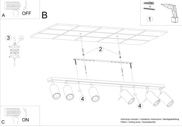 Sollux SL.0454 - Stropní bodové svítidlo RING 6xGU10/10W/230V