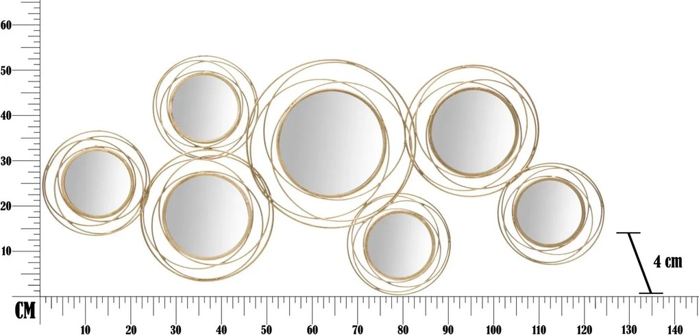 Nástěnné kovové zrcadlo Melly 124,5 cm zlaté