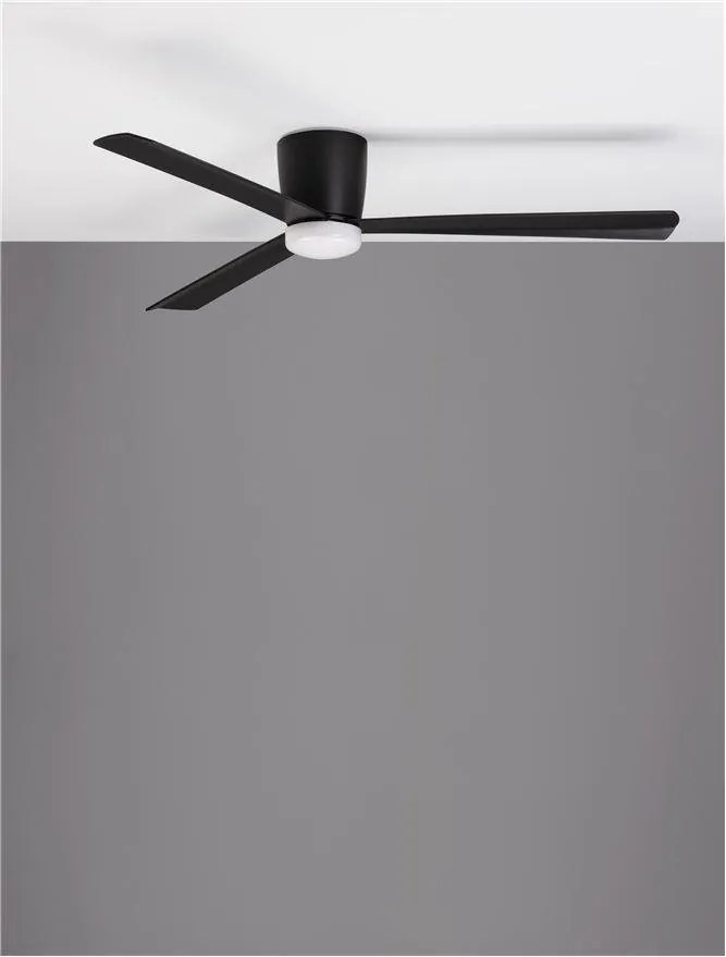NV 9952330 Stropní ventilátor DELL tělo z hliníku matná černá 3ABS dřevěné listy - NOVA LUCE