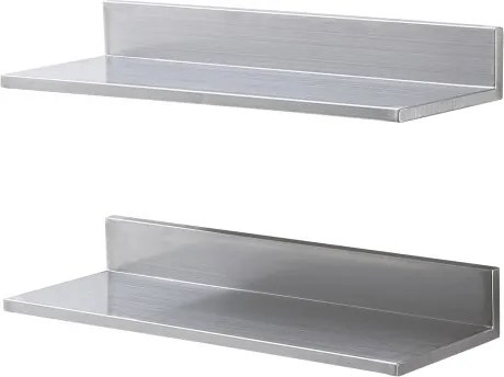 21,8 × 61 cm police z nerezové oceli, nástěnná plovoucí police s backsplash