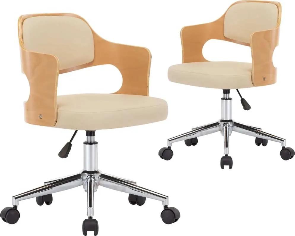 vidaXL Otočné jídelní židle 2 ks ohýbané dřevo a textil [3054926] Barva: Šedá