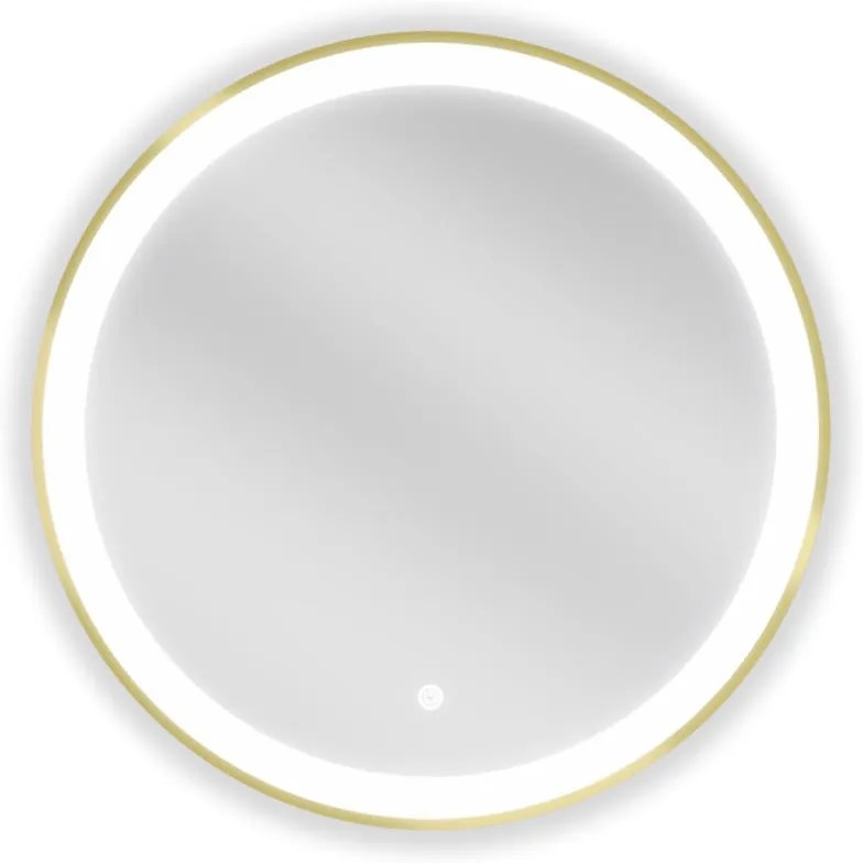 Mexen Esso, kulaté LED podsvícené koupelnové zrcadlo 60 cm, 6000K, topná podložka proti zamlžování, zlatý rám, 9825-060-060-611-50