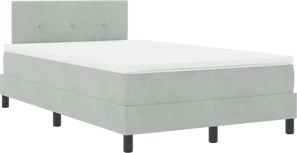 Postel s boxspringem s čelo Světle šedá 120 x 200 cm samet 3339164