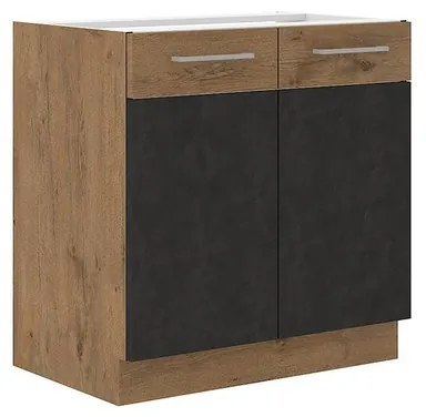 Spodní kuchyňská skříňka Woodline 80 D 2F BB, Barva: dąb lancelot / dark wood