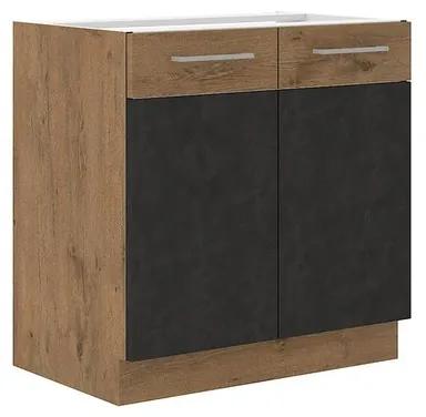 Spodní kuchyňská skříňka Woodline 80 D 2F BB, Barva: Dub lancelot / matera