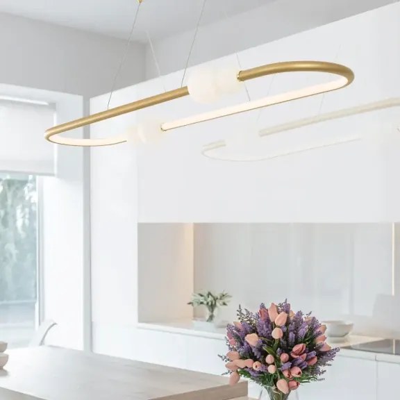 LED lustr Celia 100 zlaté s dálkovým ovládáním