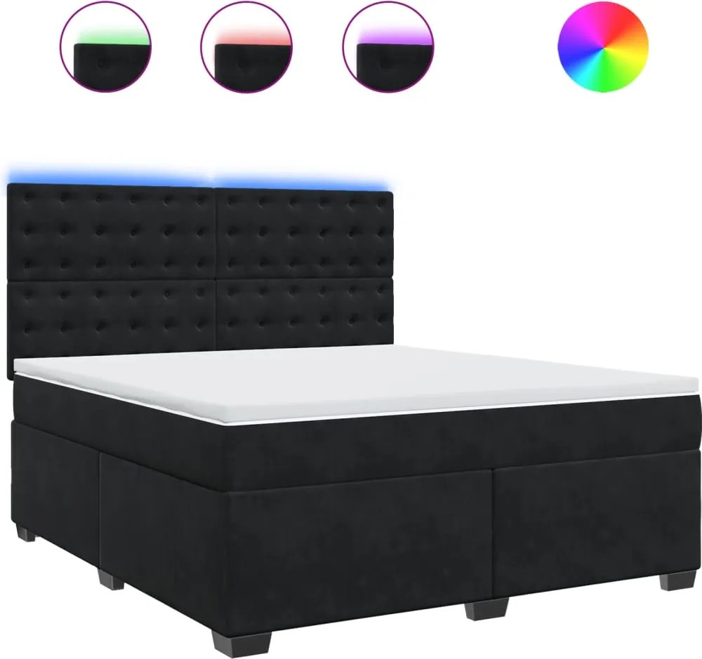 Box spring postel s matrací černá 180x200 cm samet 3293292