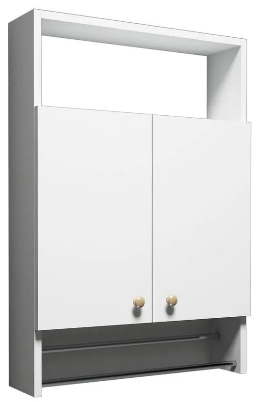 Bílá koupelnová skříňka s věšákem na ručníky, Bathroom Cabinet