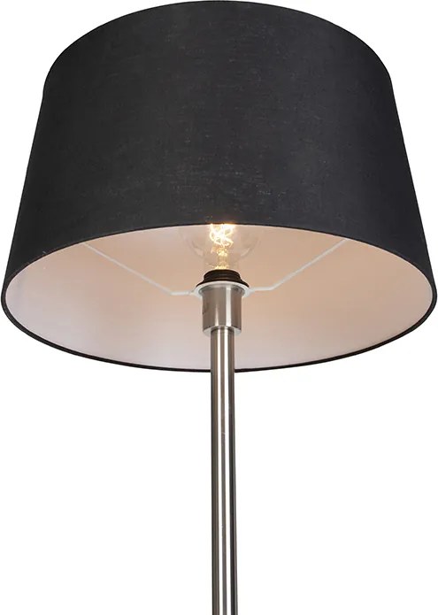 Moderní stojací lampa ocel s černým stínítkem 45 cm - Simplo