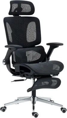 HOMCOM ergonomická kancelářská židle s 4D područky, nastavitelnou opěrkou hlavy a hloubkou sedáku, síťovina, černá
