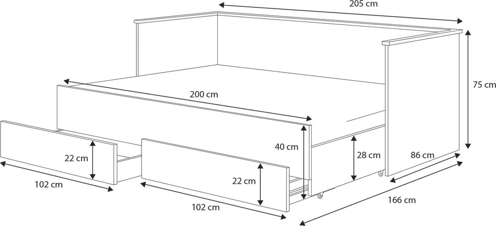 ADRK Furniture Postel dvojitá s matracemi HELA II 200x80