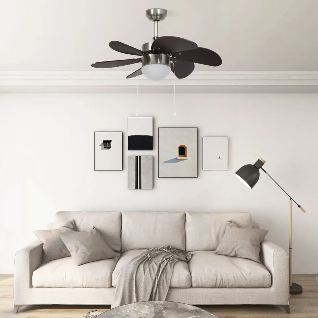 Stropní ventilátor se světlem 76 cm tmavě hnědý