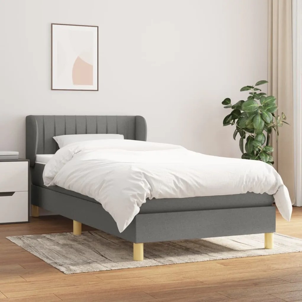 Box spring postel s matrací tmavě šedá 80 x 200 cm textil 3126918