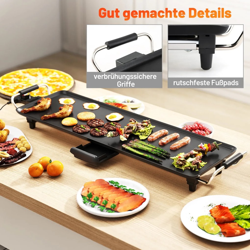 Costway 70 cm Elektrická grilovací deska Teppanyaki Gril Nepřilnavý povrch