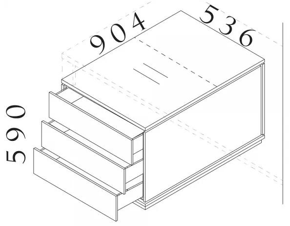 Kontejner Creator 90,4 x 53,6 cm, 2-modulový - levý, bílá/wenge