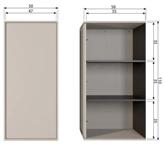 Krémová modulární skříň z borovicového dřeva 50x110 cm Daily – vtwonen