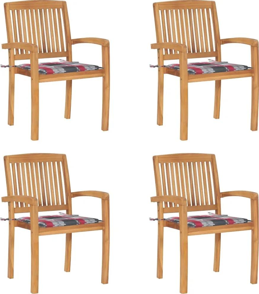 vidaXL Stohovatelné zahradní židle s poduškami 4 ks masivní teak [3073211] Barva: krémová