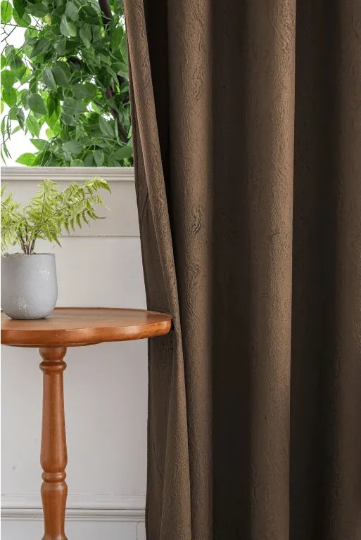Zatemňovací závěs DUNES VELVET 140x250 cm, hnědý Zavěšení: Kovové kroužky