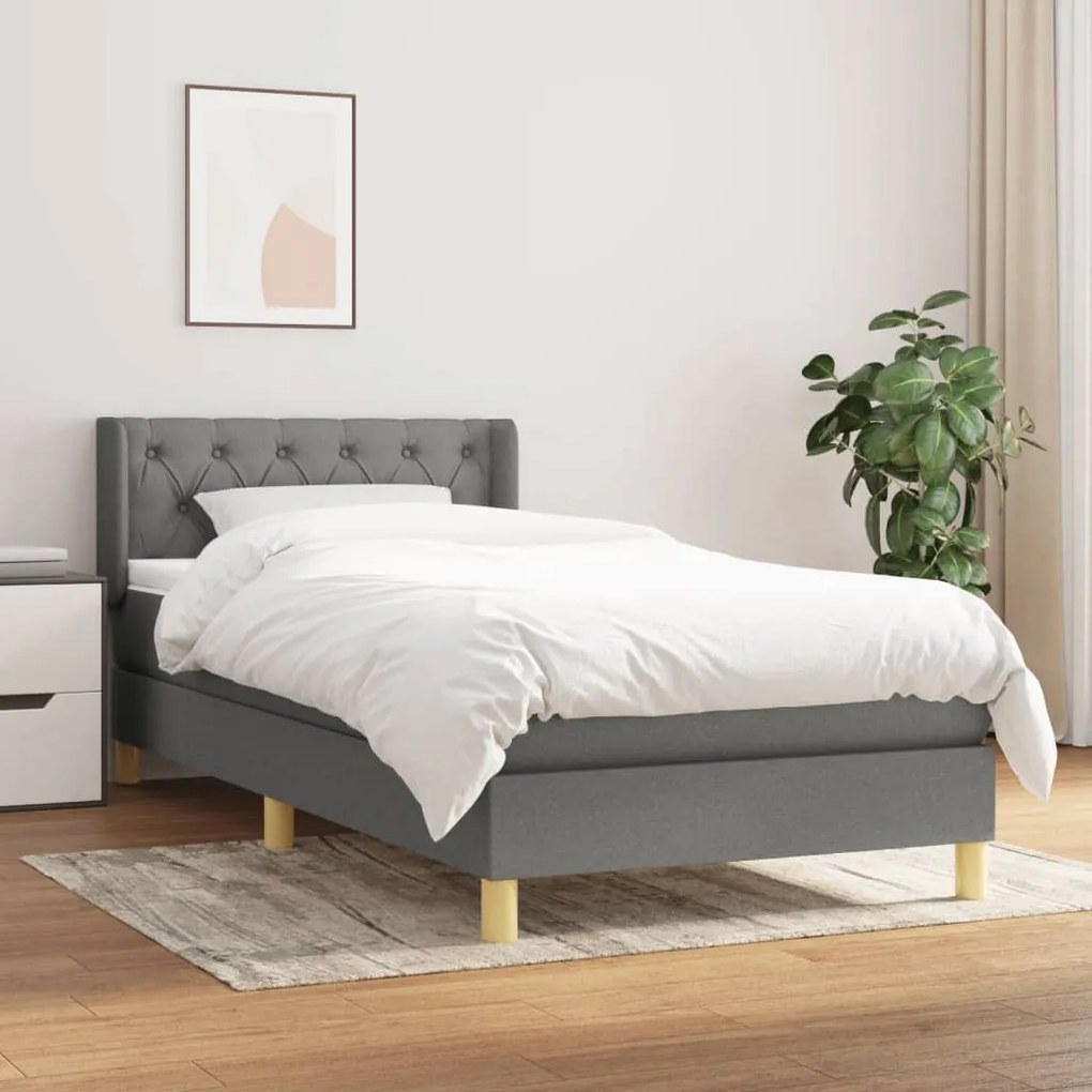 Box spring postel s matrací tmavě šedá 80 x 200 cm textil 3130466