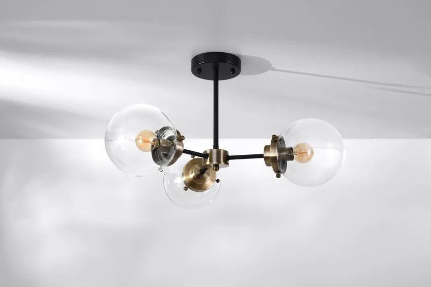 Černo-patinové stropní svítidlo Lens pro žárovku 3x E14  - Candellux