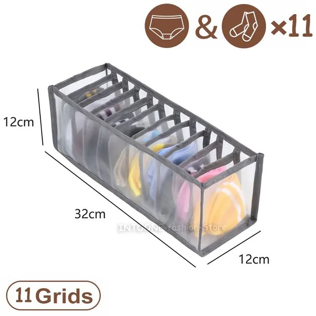 Šatní organizér na spodní prádlo transparentní Velikost: 12x12x32 11 přihrádek