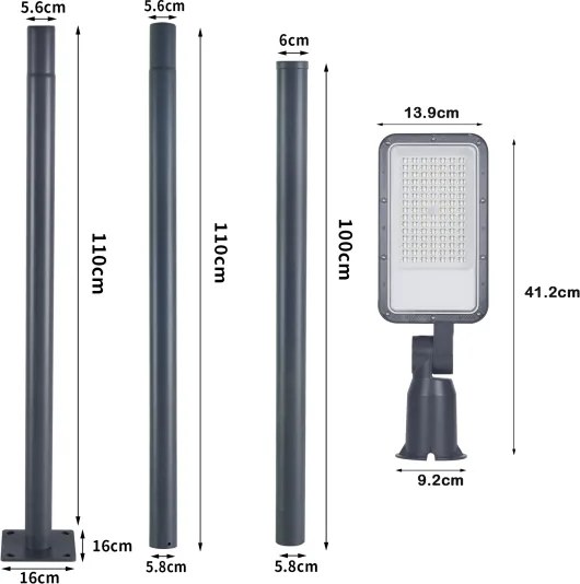 Brilagi -LED Venk. lampa se sloupem a kl. 3 m URBANLIGHT LED/50W/230V antr. IP65