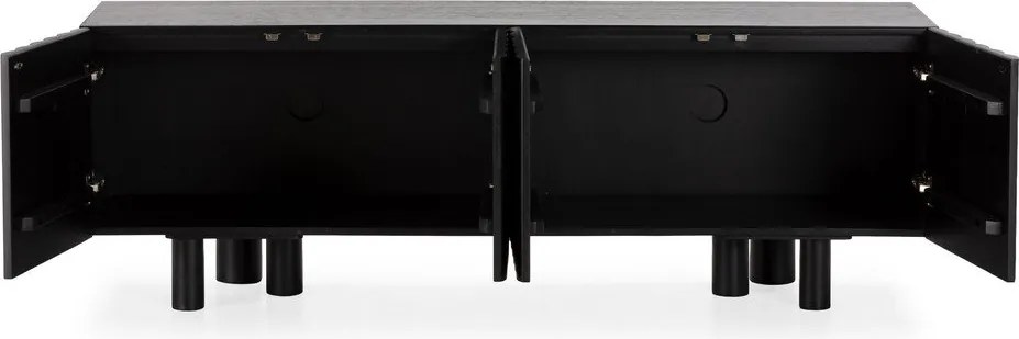 Černý TV stolek z mangového dřeva 160x55x40 cm Tamira – MOME