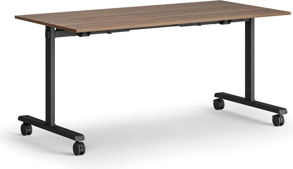 Mobilní stůl MATCH, 160x80 cm, černá podnož, ořech