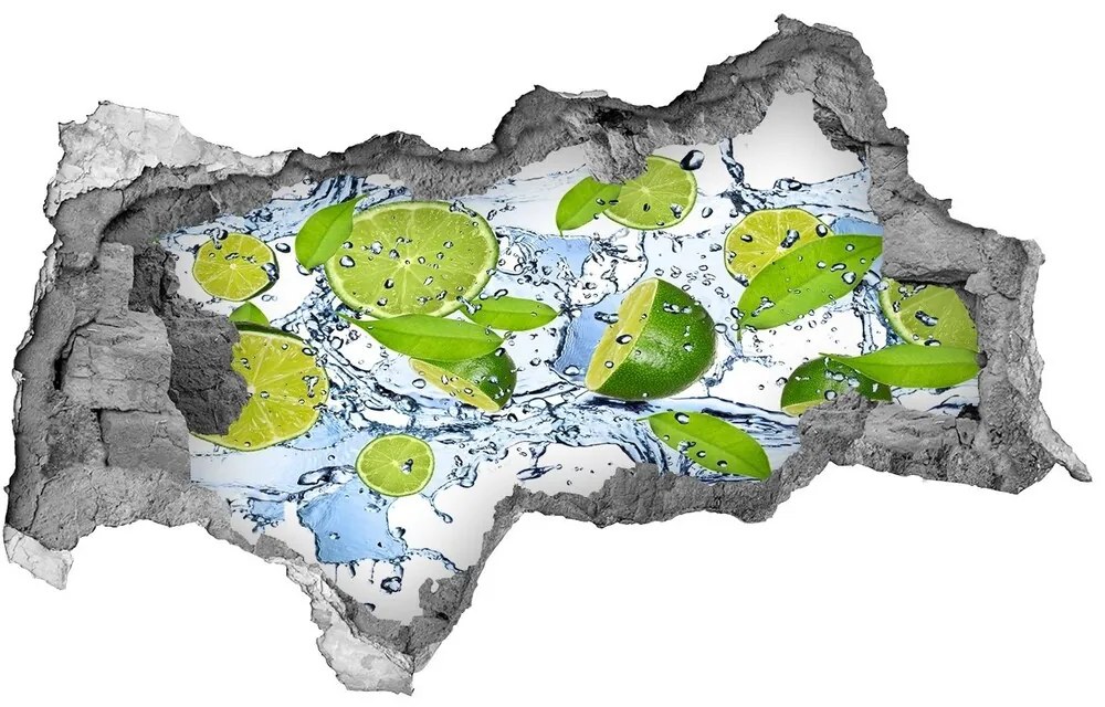 Wallmuralia Nálepka 3D díra Limetky a voda 95x73 cm