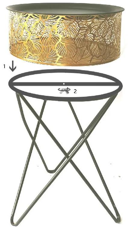 Set 2 ks odkládacích stolků Mauro Ferretti Likma, 40x66-35x56 cm, černá/zlatá