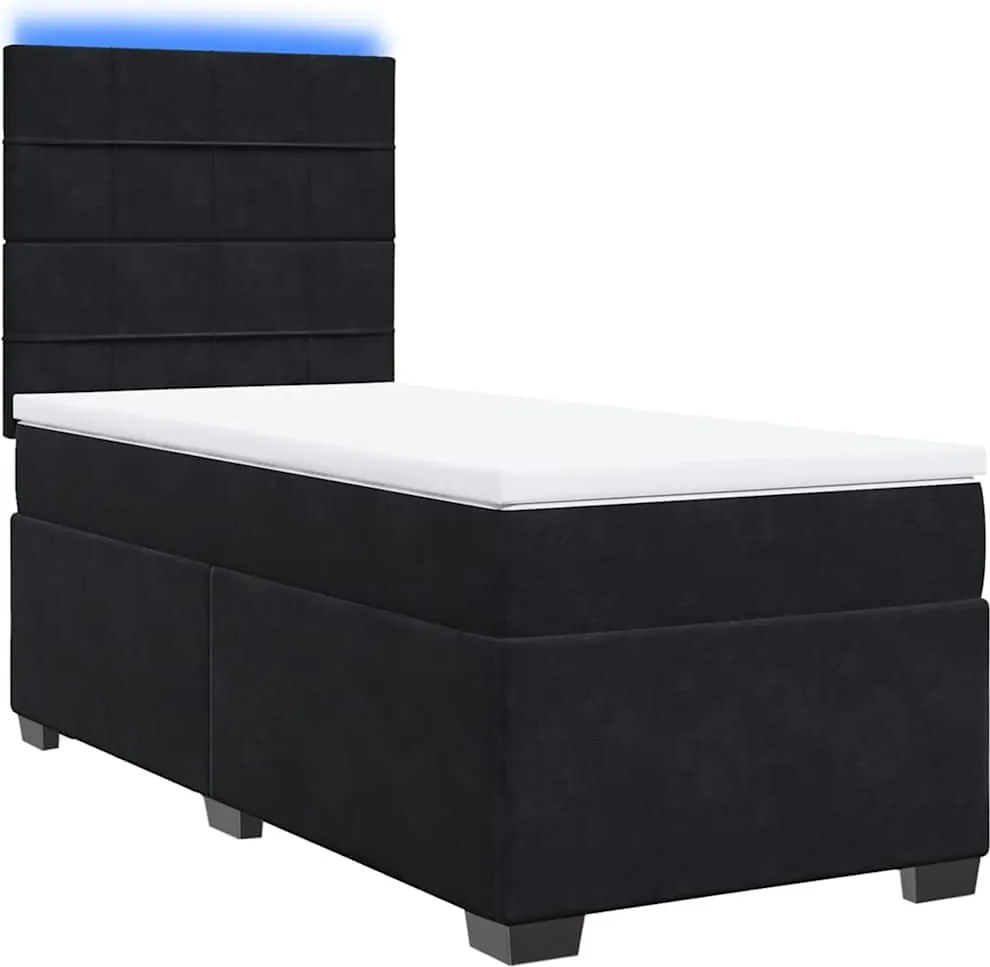 Box spring postel s matrací černá 90x190 cm samet 3293088