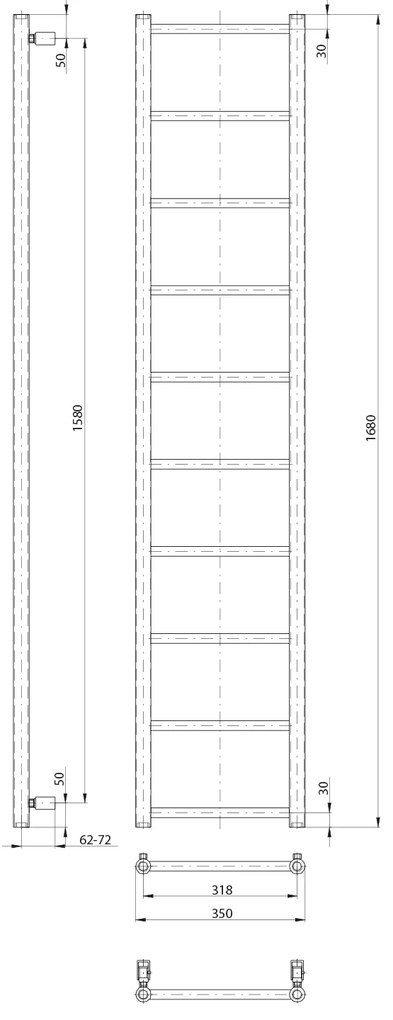 Sapho Sapho, DINA topné těleso 350x1680mm, černá matná, IR378TB