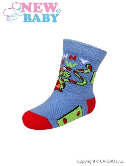 NEW BABY | New Baby | Dětské ponožky New Baby s ABS modré funny cow | Modrá | 74 (6-9m)