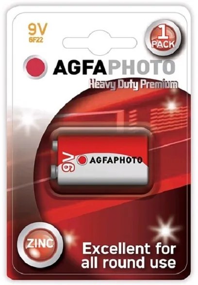 AgfaPhoto Zinková baterie 9V 6F22, 1ks blistr