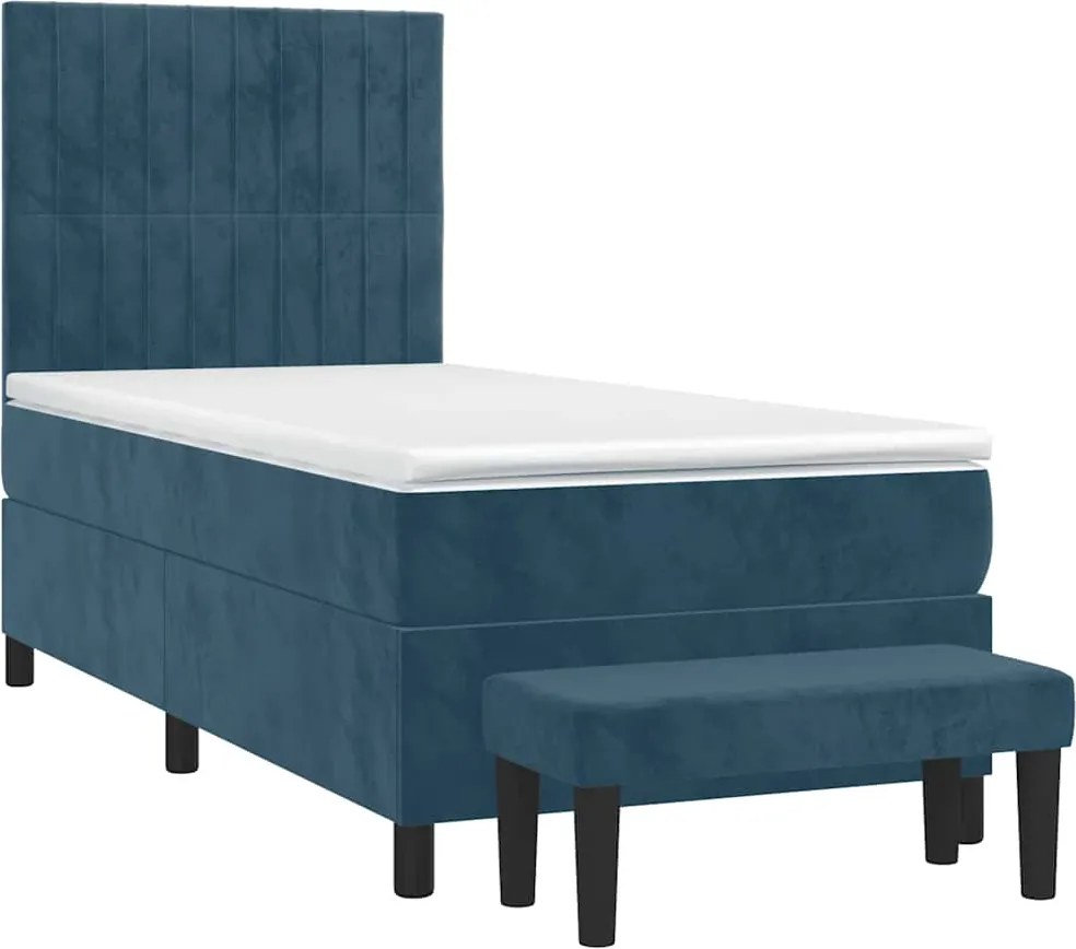 Box spring postel s matrací tmavě modrá 80 x 200 cm samet 3137933
