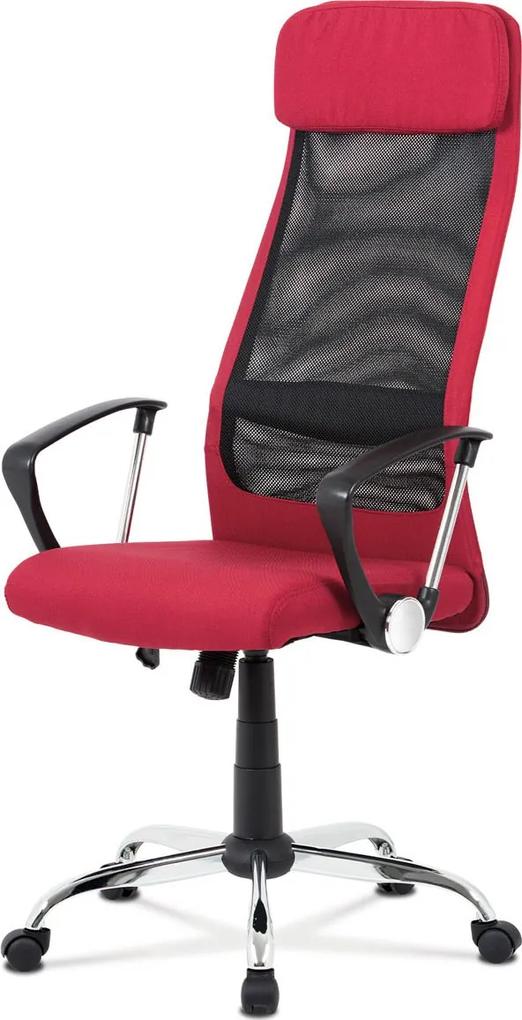 Autronic Kancelářská židle, bordó látka, černá MESH, houpací mech, kříž chrom KA-V206 BOR