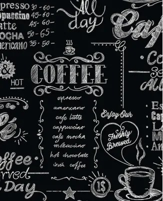 Vliesová tapeta, Coffee Shop, motiv přísloví, černo-bílá