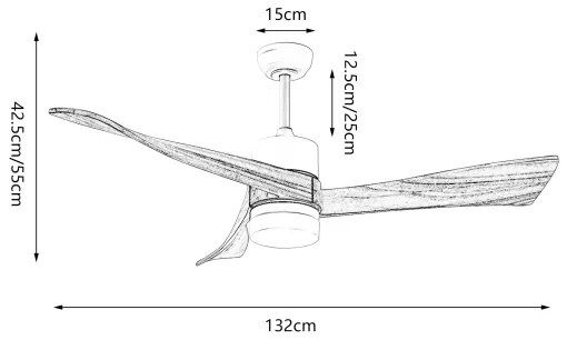 ZEVENTI - LED Stropní ventilátor NATURITO LED/18W/230V Wi-Fi Tuya černá/dub + DO
