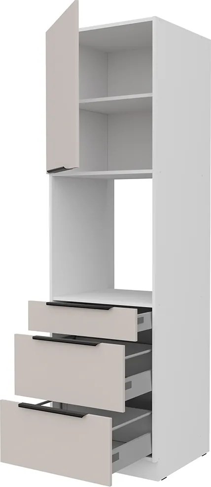 COMO | vysoká skříňka 60 DPS-210 3S1F na vestavnou troubu | PREMIUM BOX | 60 cm | bílá/kašmír