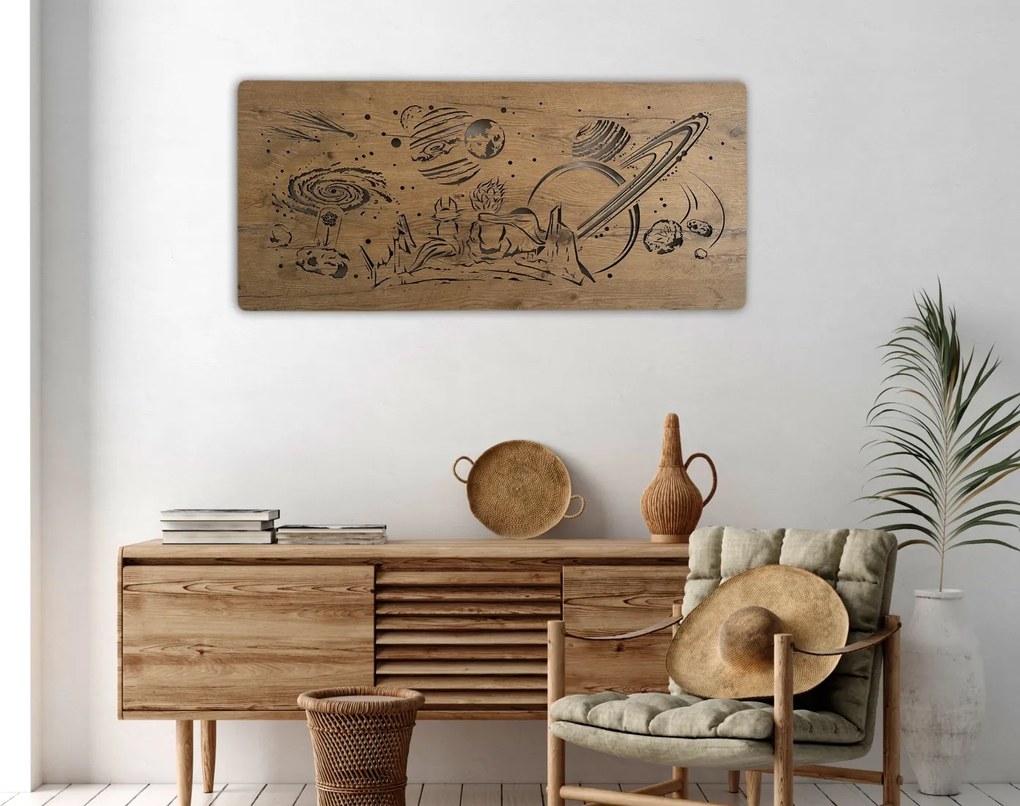 Li-Go "Malý princ" světelný obraz s baterií 90x40cm varianta ovládání: ovládání na obraze včetně dálkového ovladače, provedení povrchu: dub